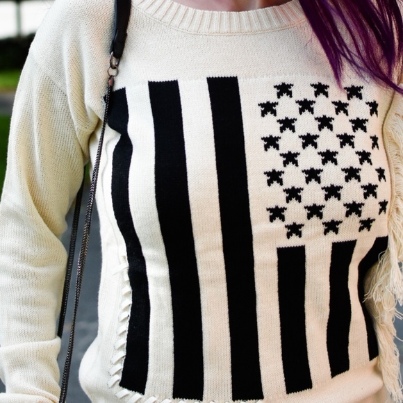 Luxe Label | Sweaters | Stars Stripes American Flag Sweater In Ivory ...